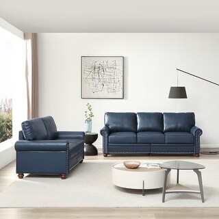 Blue faux leather sectional store